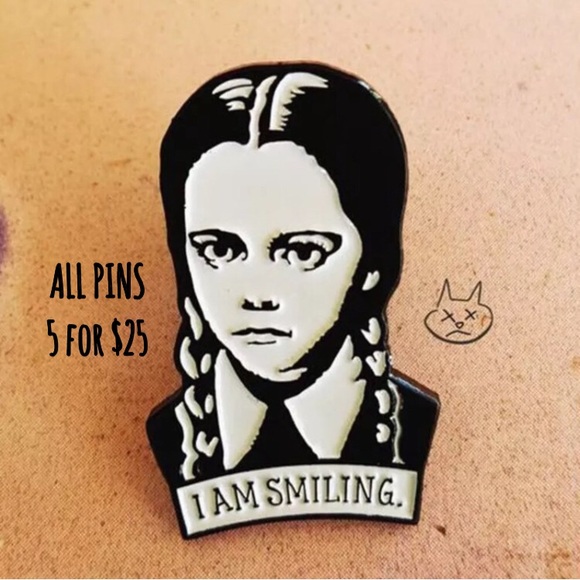 Jewelry | New 525 Wednesday Addams Enamel Brooch Pin | Poshmark